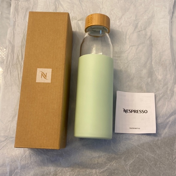 Nespresso | Other | Nespresso Glass Water Bottle With Mint Rubber ...